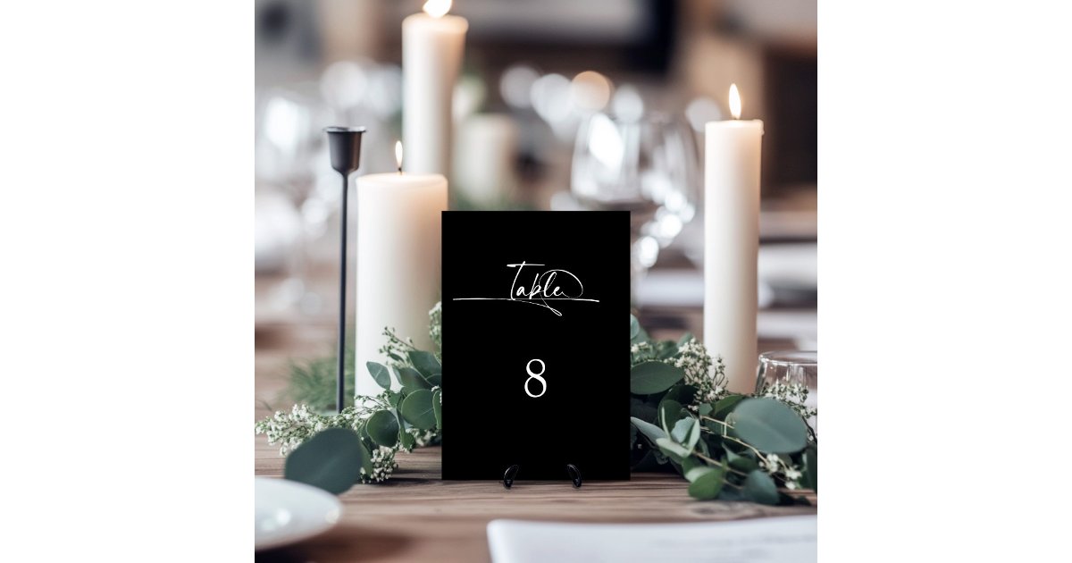 Modern Minimalist Black Wedding Table Number | Zazzle