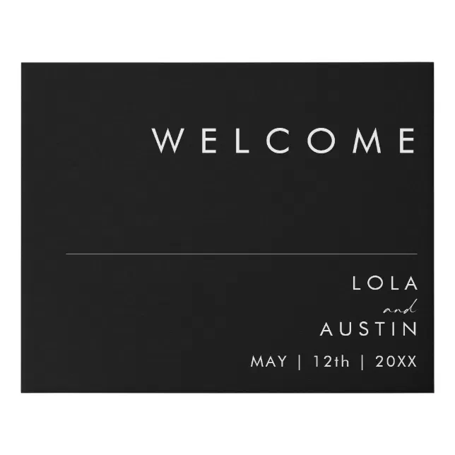 Modern Minimalist | Black Welcome Faux Canvas Print | Zazzle