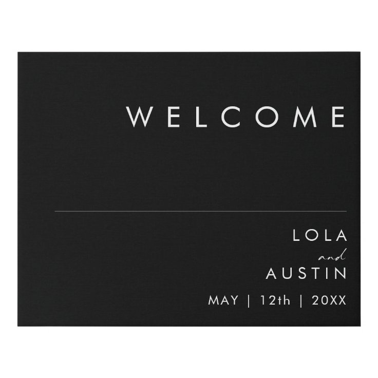 Modern Minimalist | Black Welcome Faux Canvas Print | Zazzle