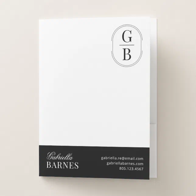 Modern Minimalist Black & White Bold Pocket Folder | Zazzle