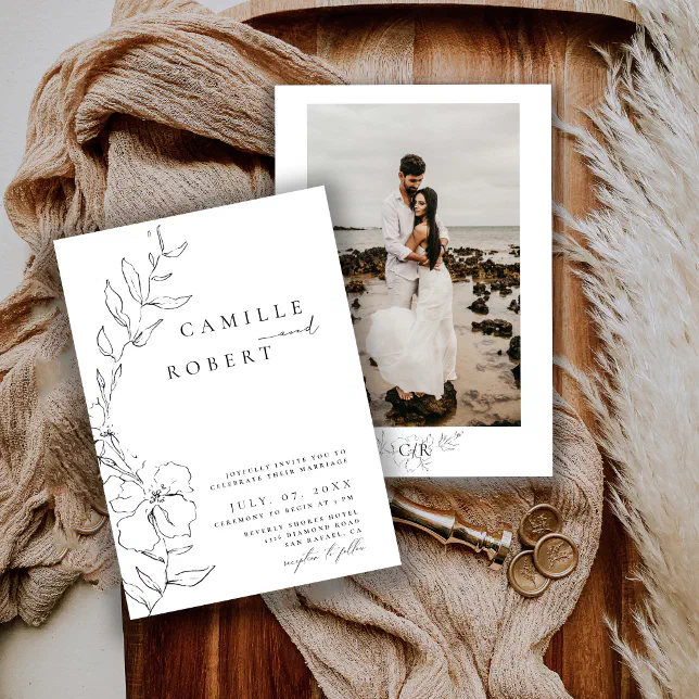 Modern Minimalist Black/White Calligraphy Wedding Invitation | Zazzle Modern Minimalist Black/White Calligraphy Wedding Invitation | Zazzle