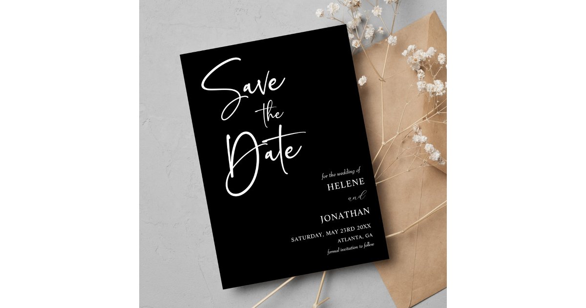 Modern Minimalist Black White Elegant Wedding Save The Date | Zazzle