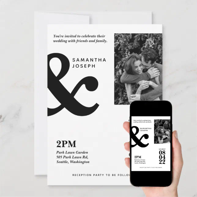 Modern Minimalist Black & White Invitation | Zazzle