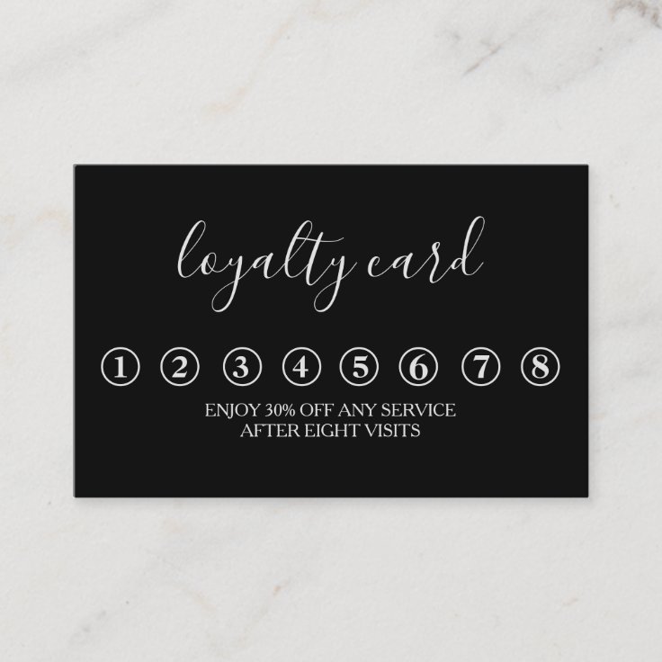 Modern Minimalist Black & White Loyalty Card | Zazzle