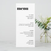 Modern Minimalist Black White Tall Template Menu | Zazzle