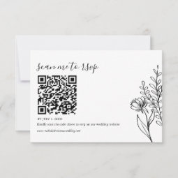 Modern Minimalist Black White Wedding QR Code RSVP Card | Zazzle