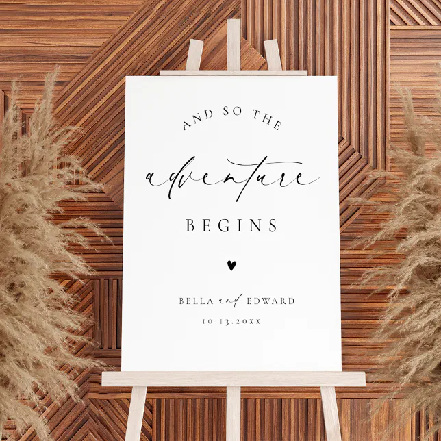 Modern minimalist Black White Welcome Wedding Poster | Zazzle