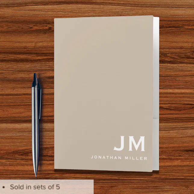 Modern Minimalist Block Monogram Pocket Folder | Zazzle