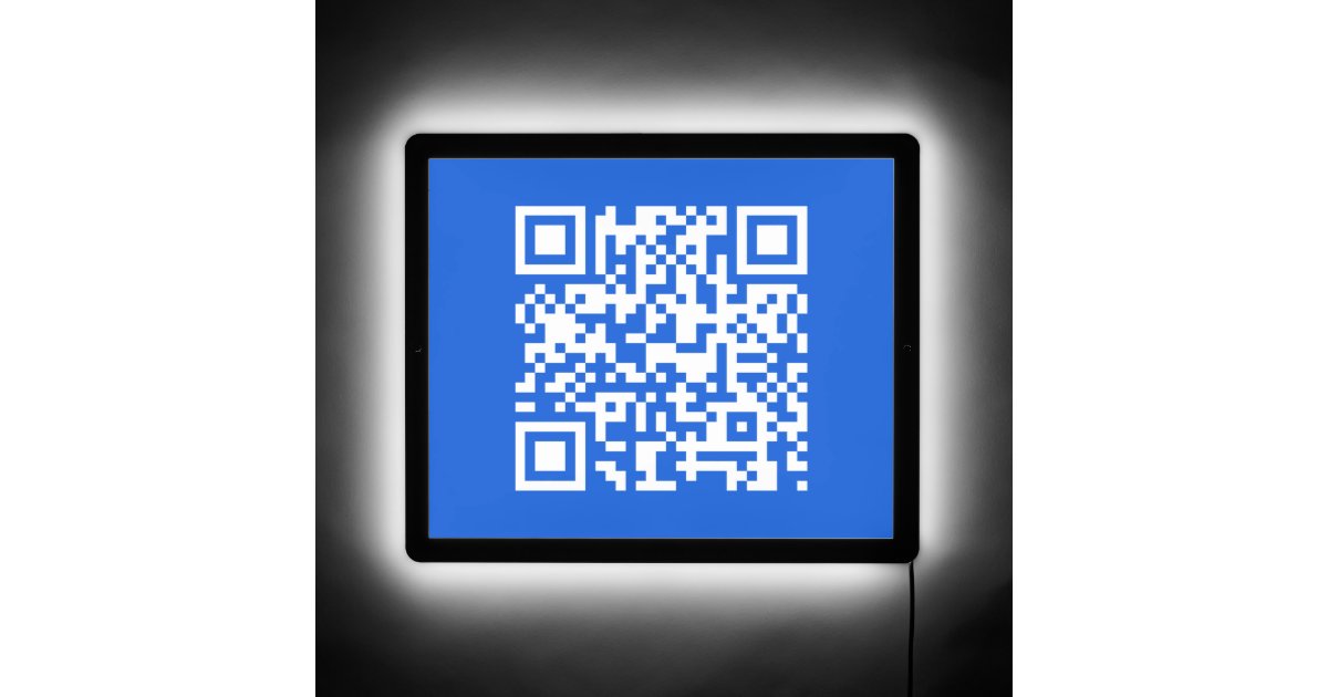 Modern Minimalist Blue and White QR Code Cool LED Sign | Zazzle