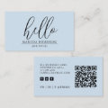 Modern Minimalist Blue Hello QR Code Business Card | Zazzle