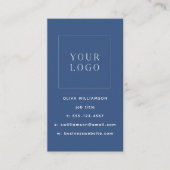 Modern Minimalist Blue Vertical Logo QR Code Business Card | Zazzle