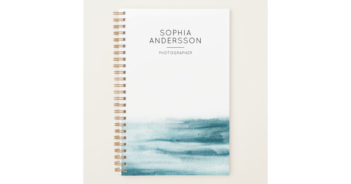 Modern Minimalist Blue Watercolor Ocean Planner | Zazzle