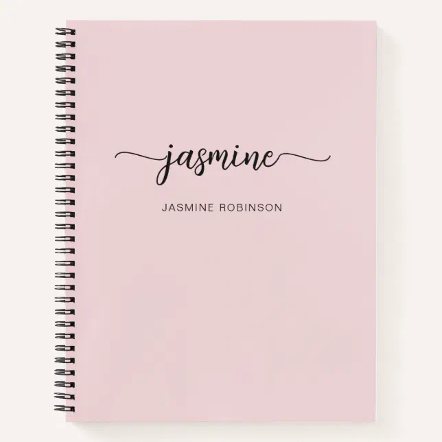 Modern Minimalist Blush Pink Script Monogram Name Notebook | Zazzle