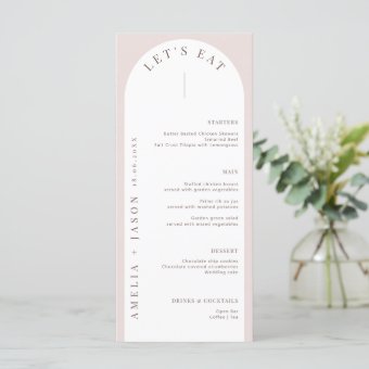 Modern minimalist Bohemian Arch Menu | Zazzle
