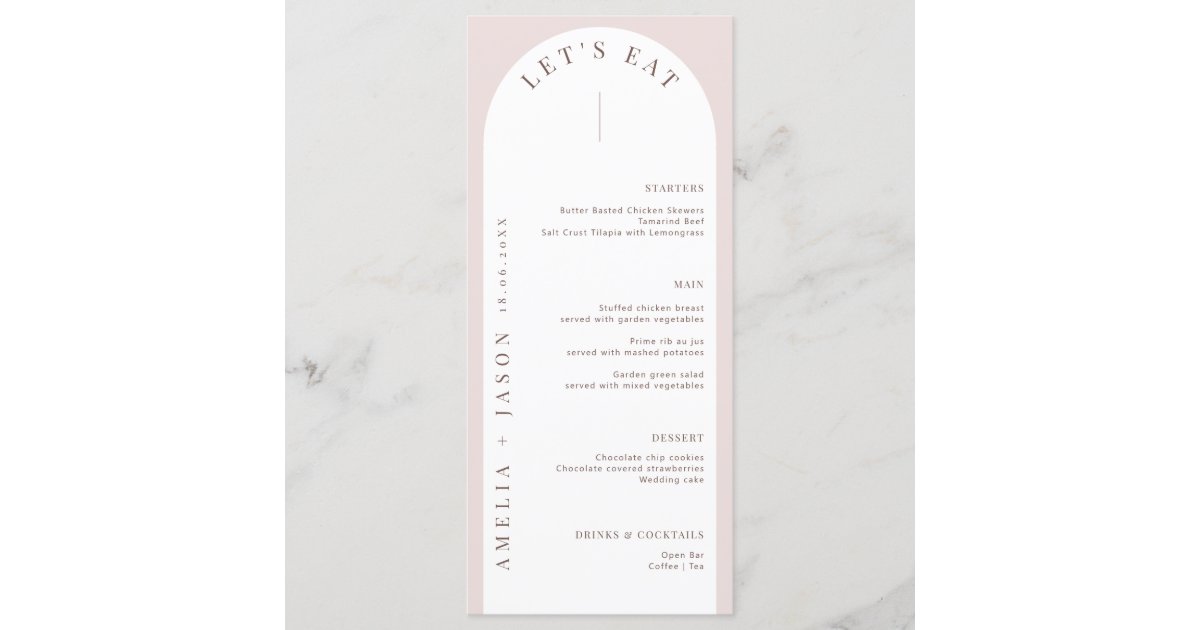 Modern minimalist Bohemian Arch Menu | Zazzle
