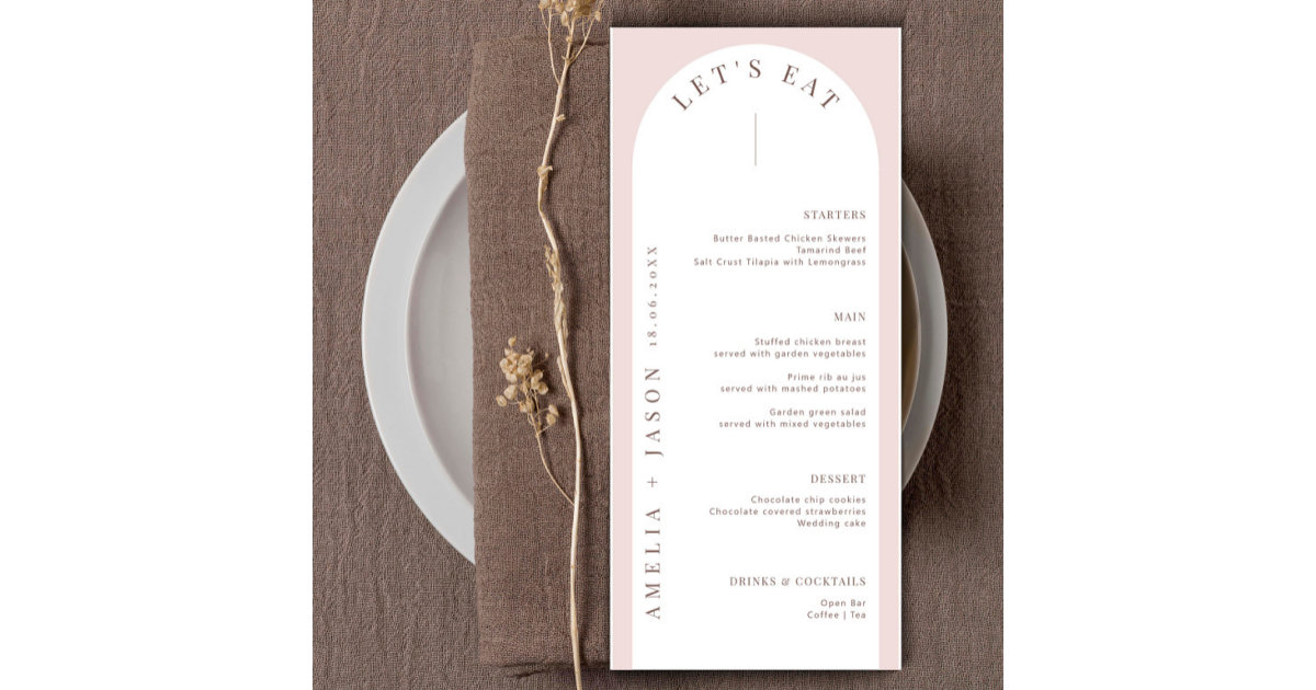 Modern minimalist Bohemian Arch Menu | Zazzle