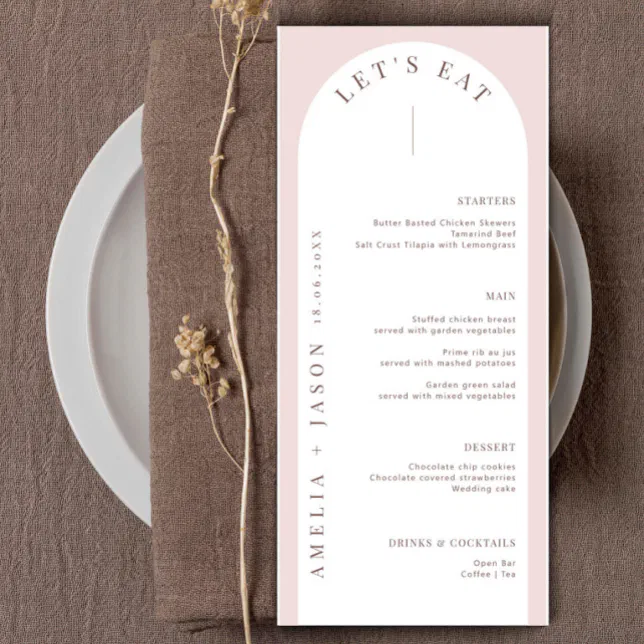 Modern minimalist Bohemian Arch Menu | Zazzle