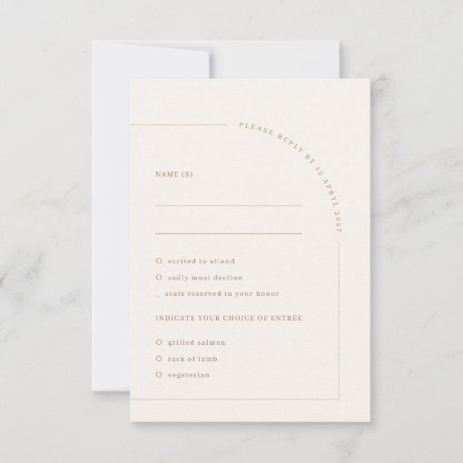 Modern Minimalist Boho Arch Meal Choices RSVP Card | Zazzle