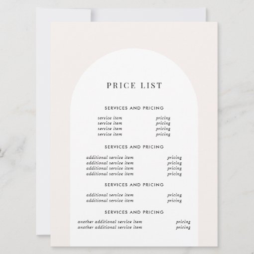 Modern Minimalist Boho Arch | Pricing Flyer | Zazzle