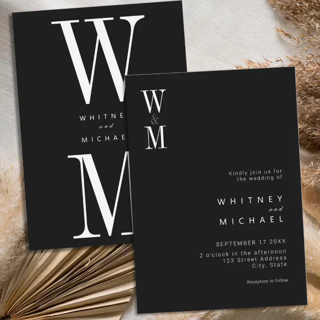 Modern Minimalist Bold Monogram Wedding Invitation | Zazzle