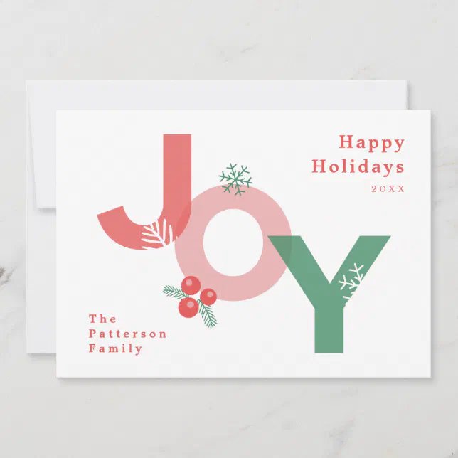 Modern Minimalist Bold Script JOY Photo Holiday Card | Zazzle