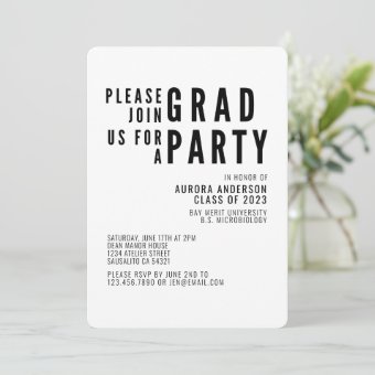 Modern Minimalist Bold Typography Graduation Party Invitation | Zazzle