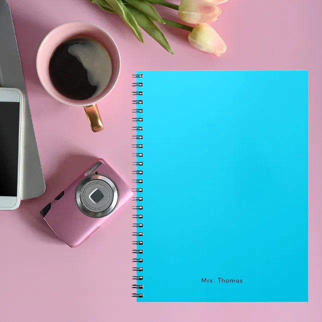 Modern Minimalist Bright Blue Teacher Appreciation Notebook | Zazzle