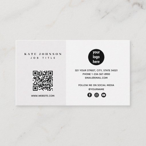 Modern Minimalist Business Logo QR Code Business Card | Zazzle