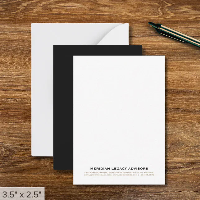 Modern Minimalist Business Note Card | Zazzle
