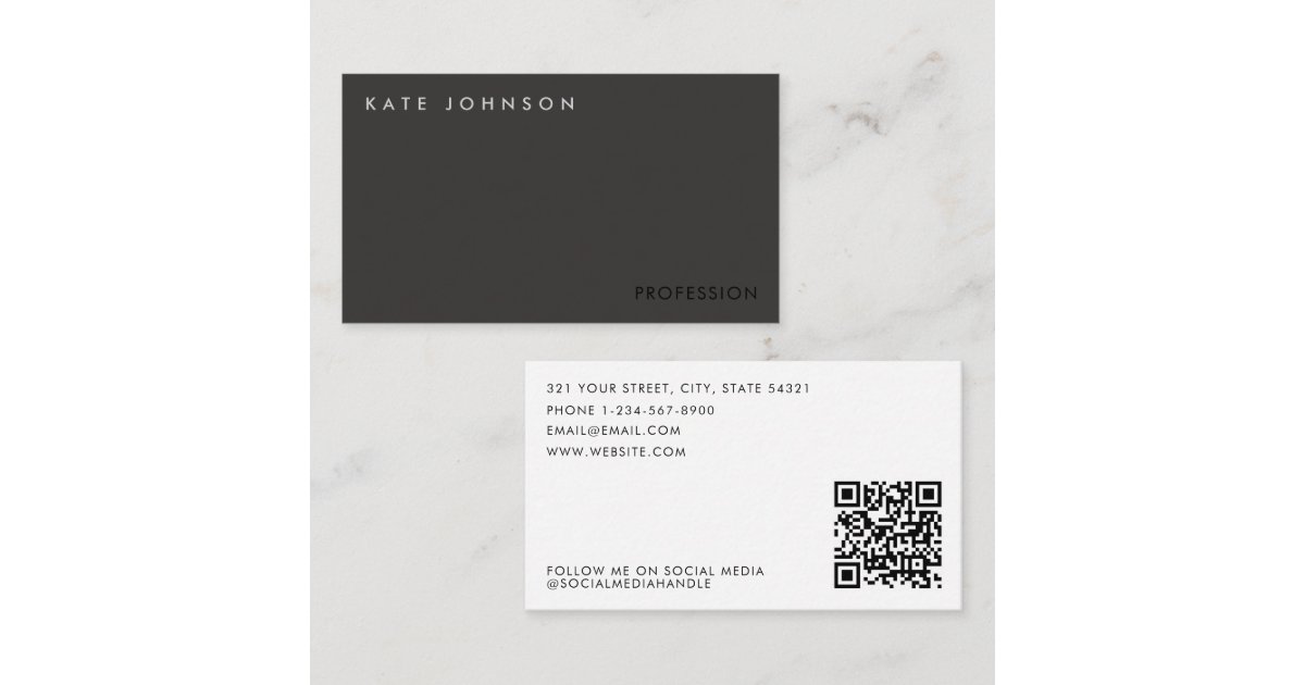 Modern Minimalist Business Professional QR Code Business Card | Zazzle