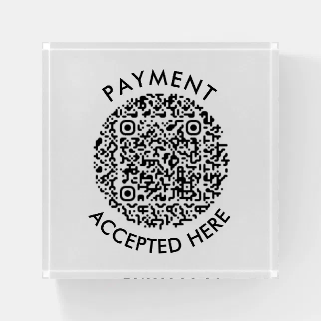 Modern Minimalist Business Scan qr code payment Paperweight | Zazzle