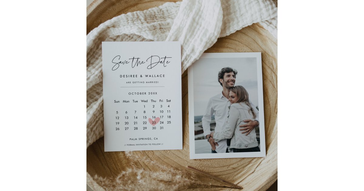 Modern Minimalist Calendar Save The Date | Zazzle