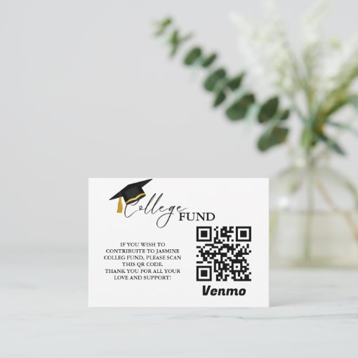 Modern Minimalist Calligraphy College Fund Qr Code Enclosure Card | Zazzle