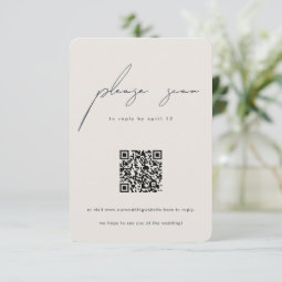 Modern Minimalist Calligraphy QR Code Wedding RSVP Card | Zazzle