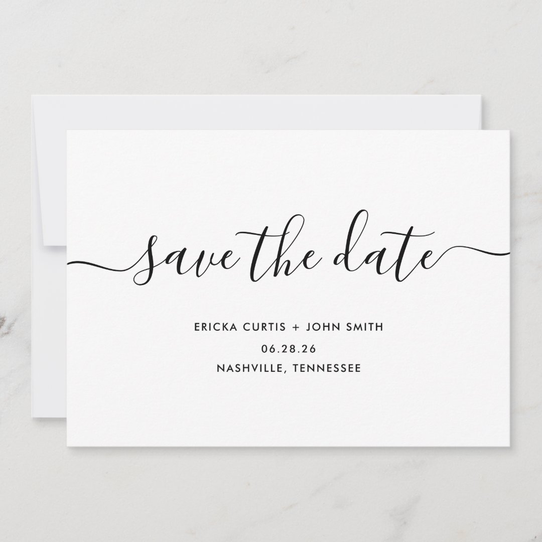 Modern Minimalist Calligraphy Save The Date | Zazzle
