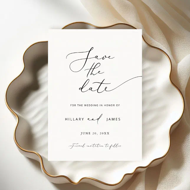 Modern Minimalist Calligraphy Save the date Invitation | Zazzle