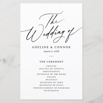 Modern Minimalist Calligraphy Wedding Program | Zazzle