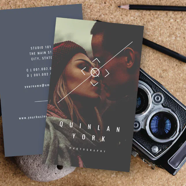 Modern Minimalist Camera Focus Photo Photographer Business Card | Zazzle
