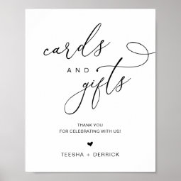 Modern Minimalist Cards and Gifts Wedding Poster | Zazzle