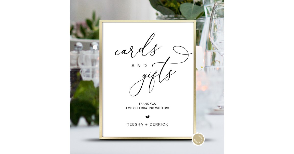 Modern Minimalist Cards and Gifts Wedding Poster | Zazzle
