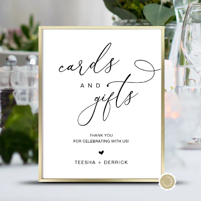 Modern Minimalist Cards and Gifts Wedding Poster | Zazzle