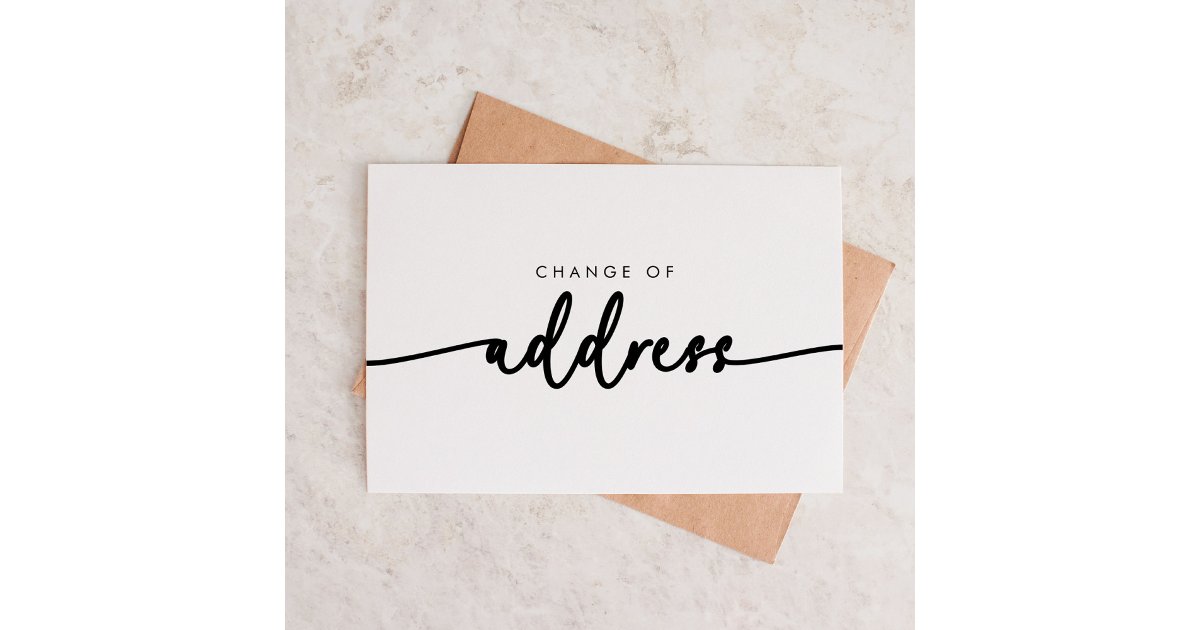 Modern Minimalist Change of Address Script Note Card | Zazzle