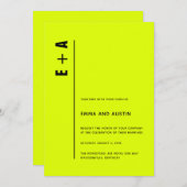 Modern Minimalist Chartreuse Bold Initials Wedding Invitation | Zazzle