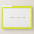 Modern Minimalist Chartreuse Gold Name File Folder | Zazzle