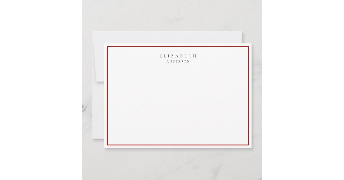 Modern Minimalist Cherry Red Single Border Note Card | Zazzle