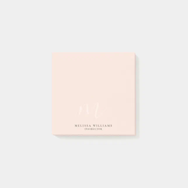 Modern Minimalist Chic Monogram Pastel Light Pink Post-it Notes | Zazzle