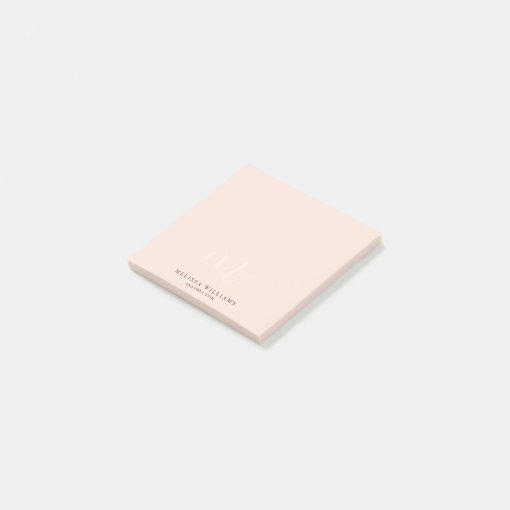 Modern Minimalist Chic Monogram Pastel Light Pink Post-it Notes | Zazzle