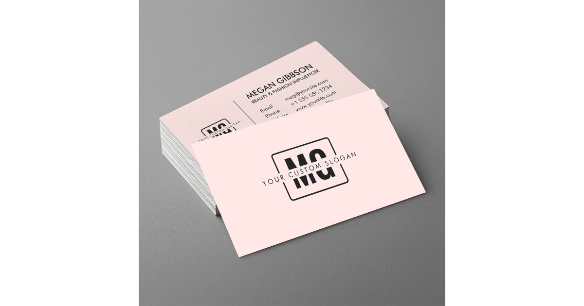 Modern Minimalist Chic Pink Initials Monogram Logo Business Card | Zazzle