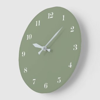 Modern Minimalist Chic Sage Green and White Large Clock | Zazzle