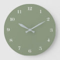 Modern Minimalist Chic Sage Green and White Large Clock | Zazzle